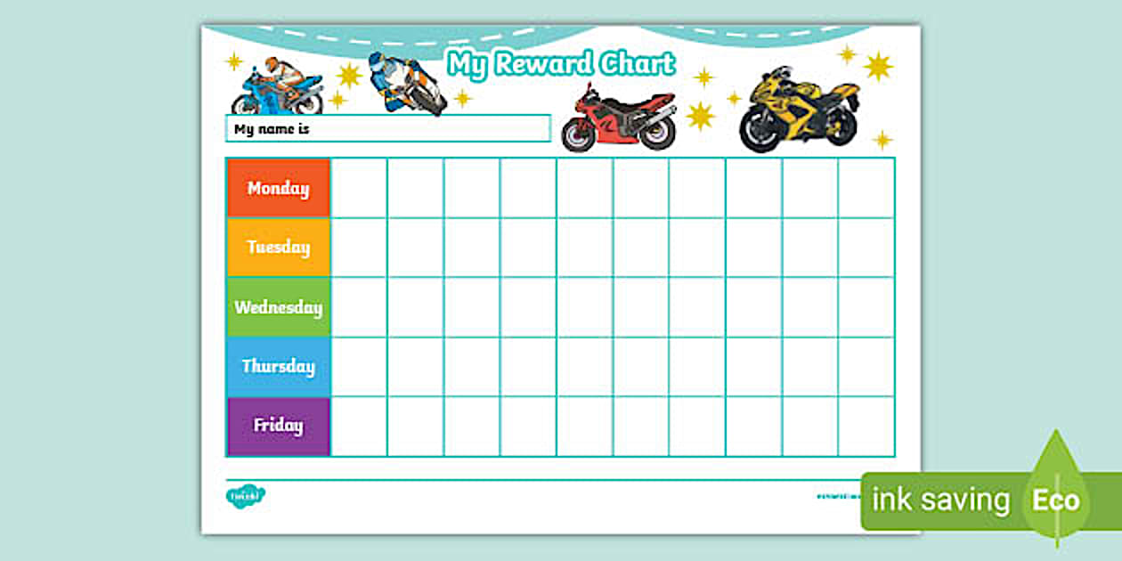 Motorbike Reward Chart - Twinkl - KS1 (teacher made)