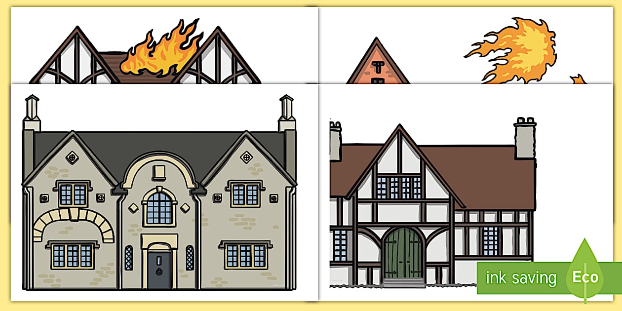 Editable Great Fire of London 1666 Houses Cutout Activity