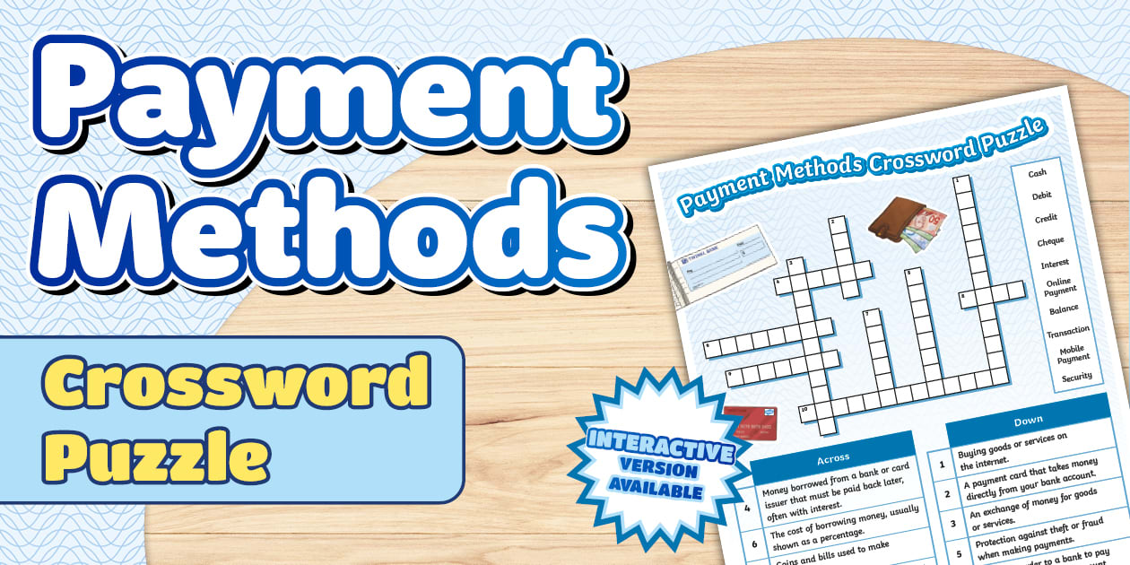 Payment Methods Crossword Puzzle