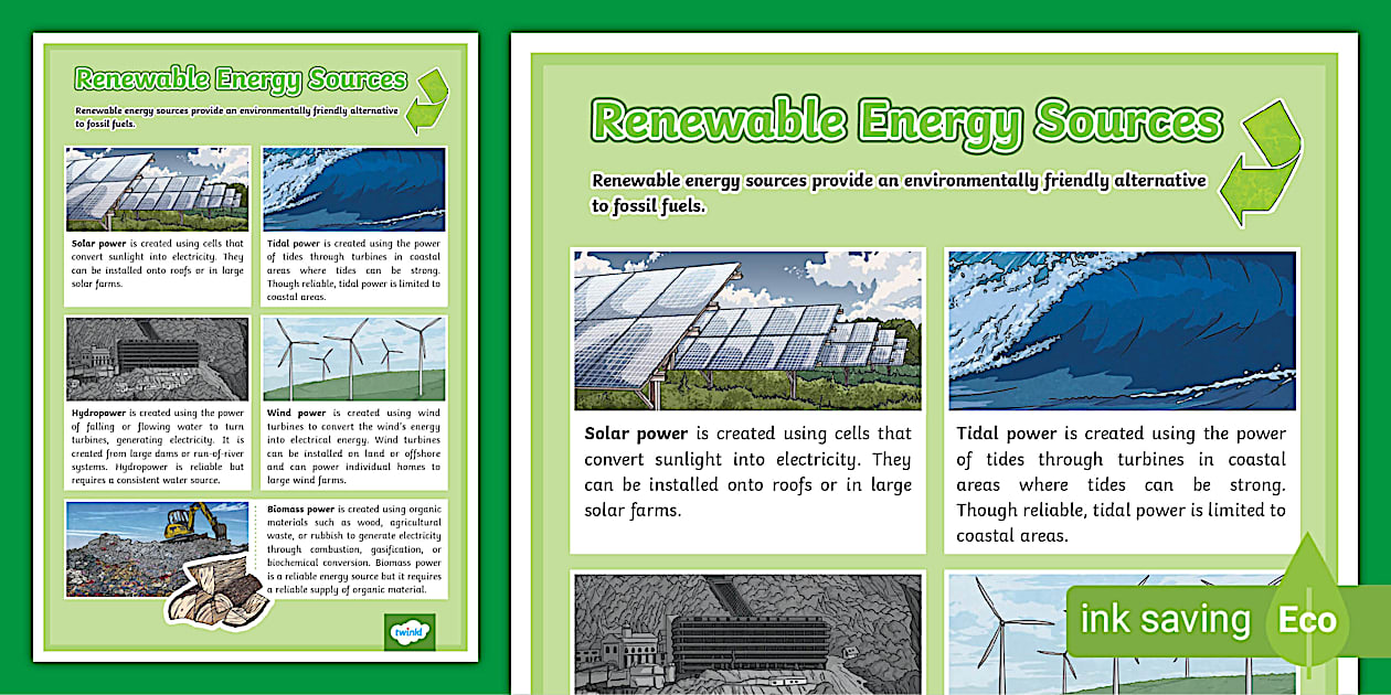 Five Renewable Energy Sources Display Poster (teacher made)