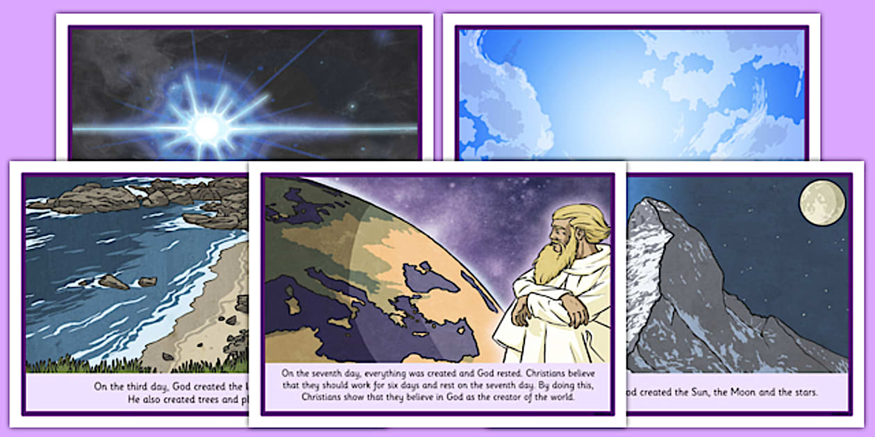 Black and White Judeo Christian Creation Story Sequencing Cards