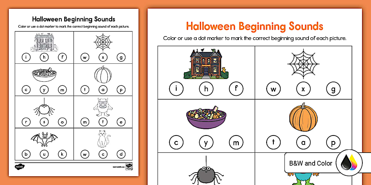 Halloween Beginning Sounds Activity Sheet | Twinkl USA