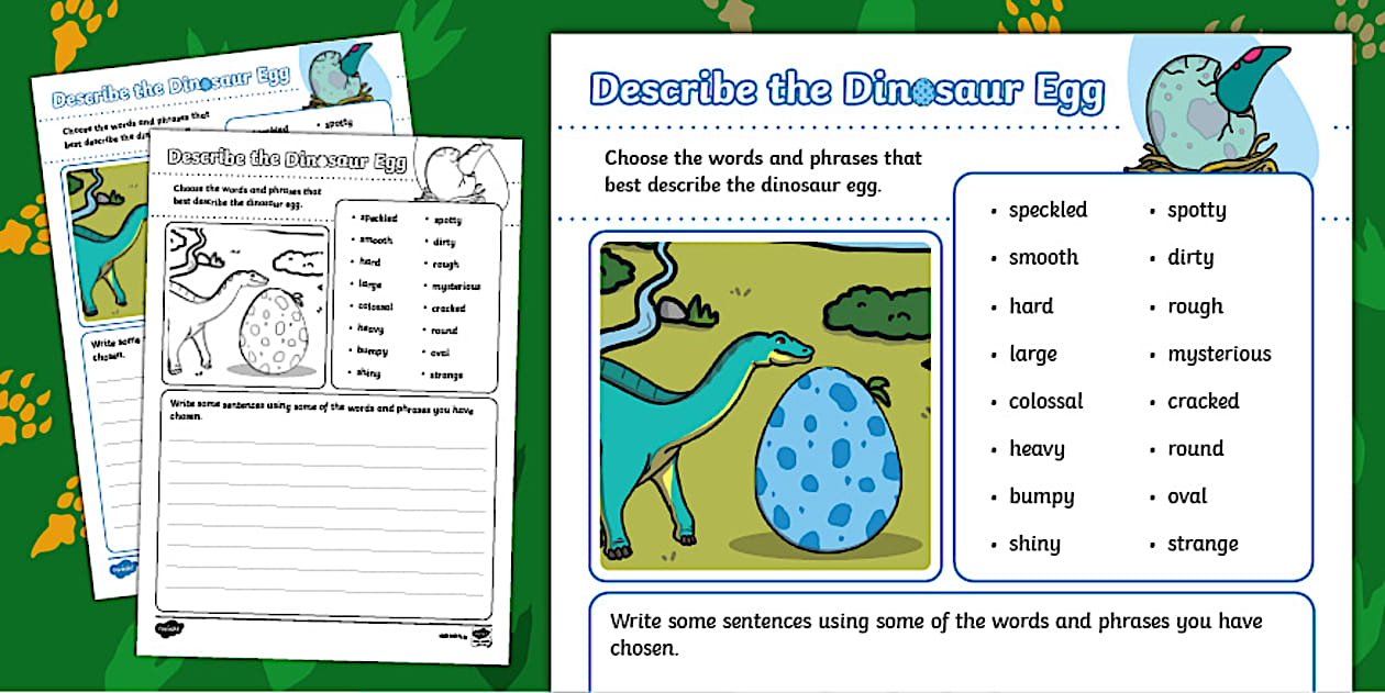 * NEW * Describe the Dinosaur Egg Worksheet (teacher made)