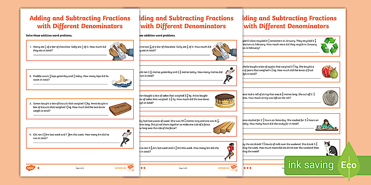 Adding and Subtracting Fractions with Different Denominators