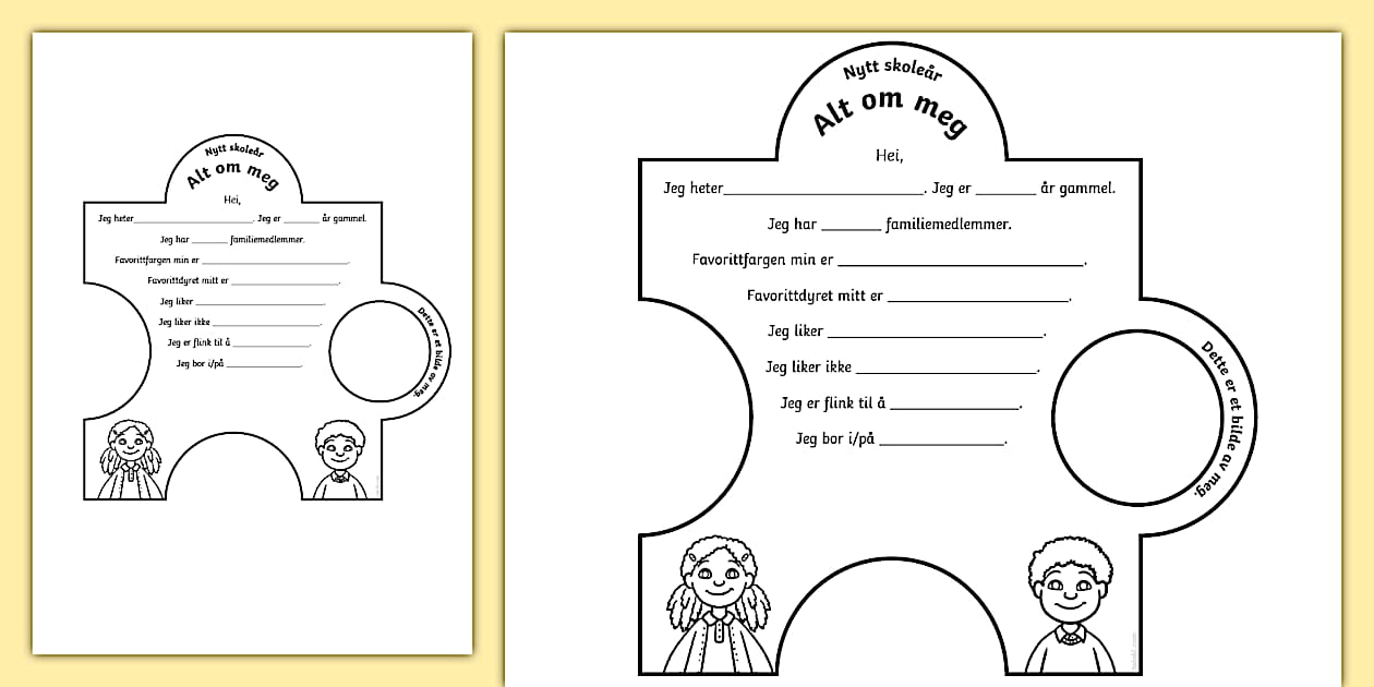 Alt om meg puslespillbrikke (teacher made) - Twinkl