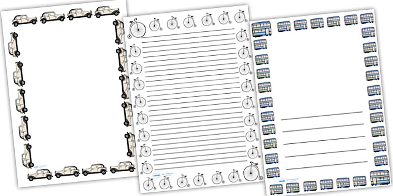 Editable Old Transport Page Borders (teacher made) - Twinkl