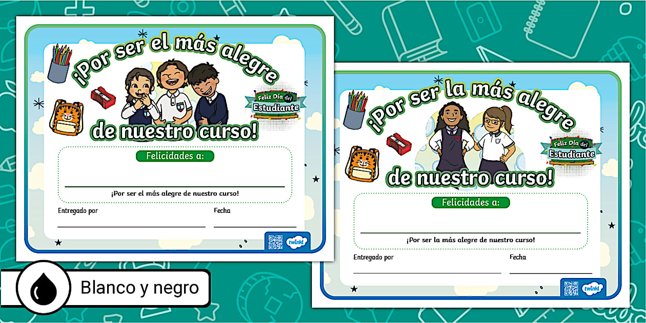Certificado | Más Chistoso/a | Día del Estudiante | celebrar