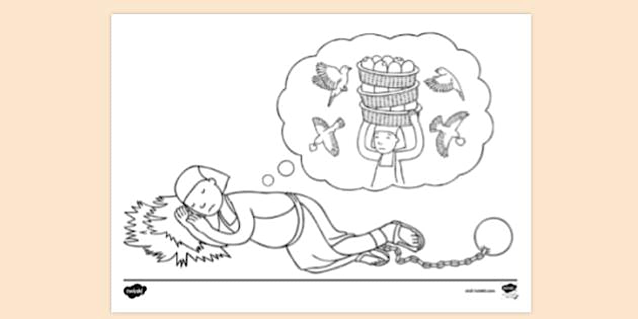 Baker's Dream of Birds Stealing Bread Colouring Sheet