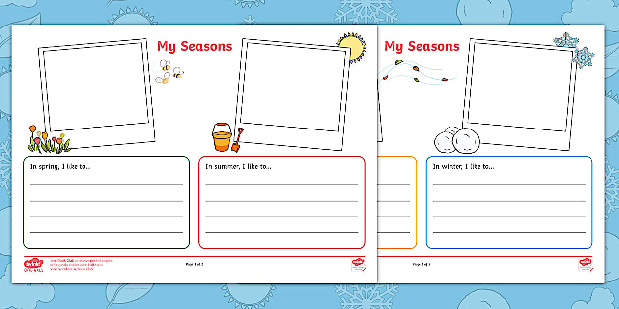 Editable My Seasons Simple Writing Worksheets (teacher made)