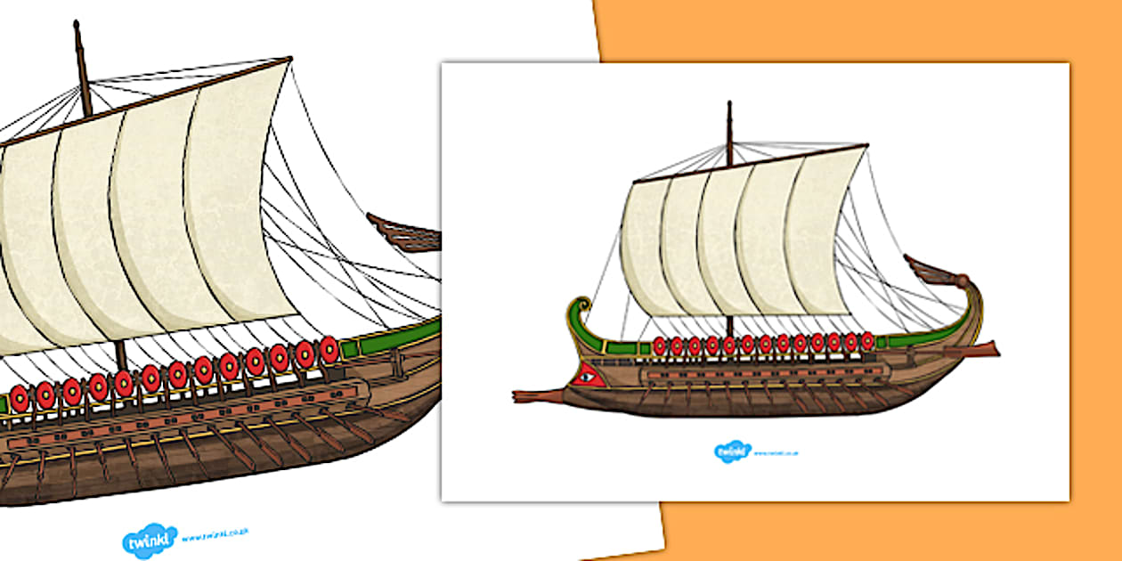 Black and White Roman Ship Cut Out A4 (teacher made)