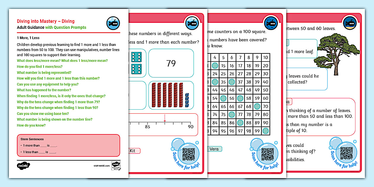 Year 1 DiM: Step 5: 1 More, 1 Less Activity Cards - Twinkl
