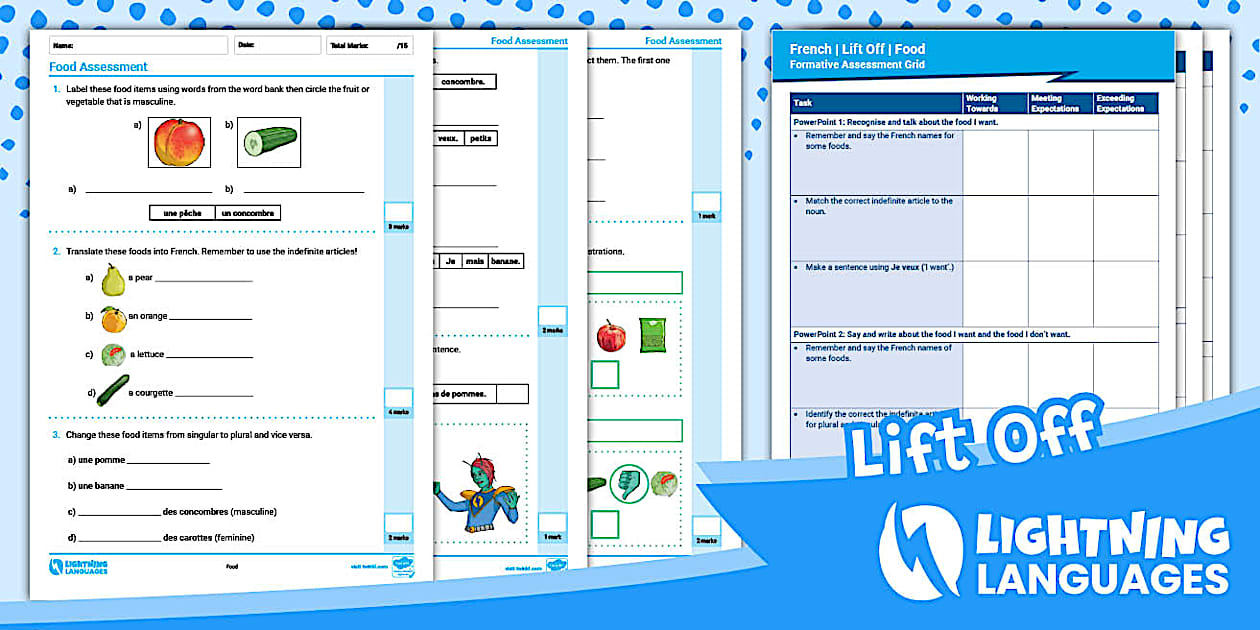 👉 Lightning Languages French Food Assessment Pack