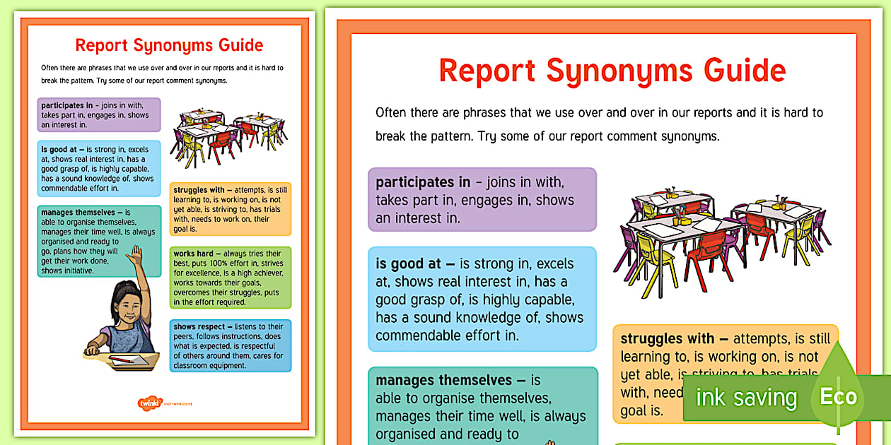 Editable Report Synonyms Guide (professor feito) - Twinkl