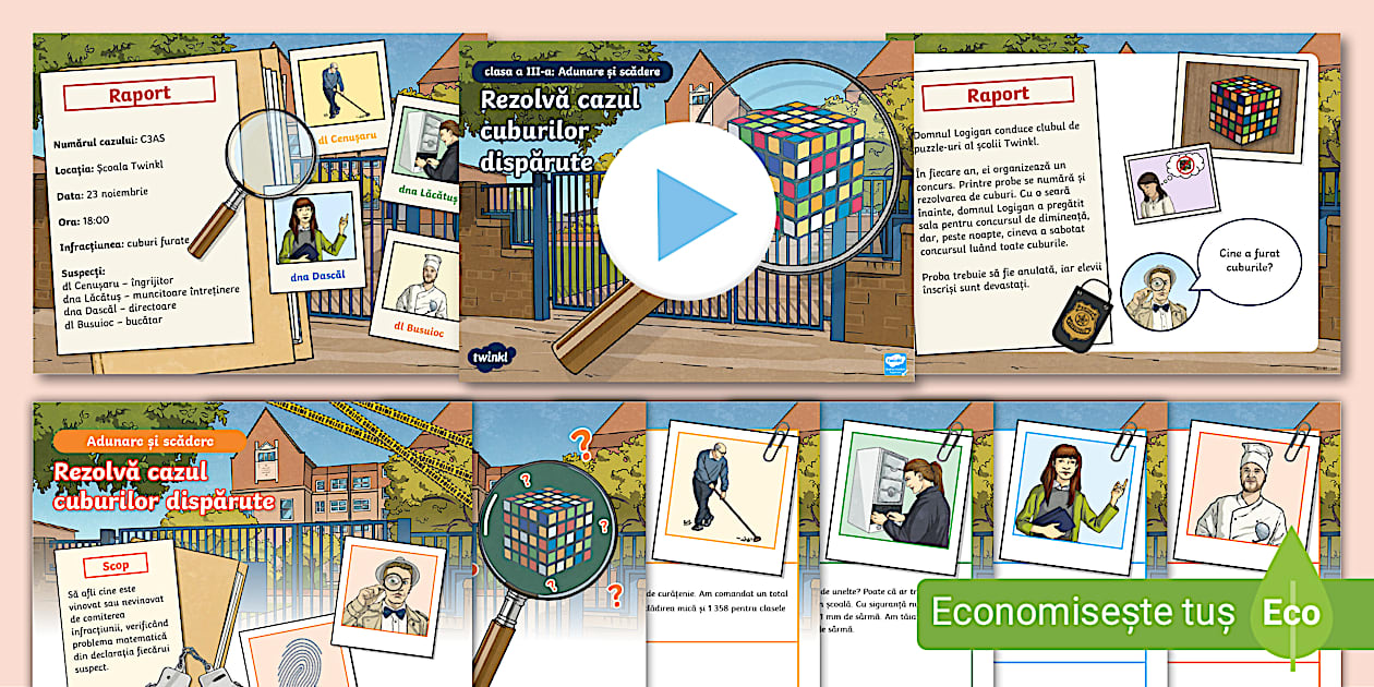 Clasa a III-a: Misterul cuburilor dispărute – Joc matematic