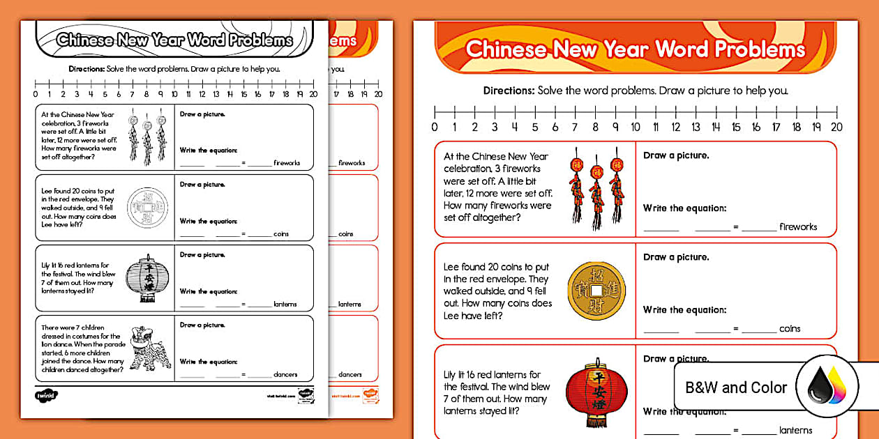 Chinese New Year Addition and Subtraction Word Problems