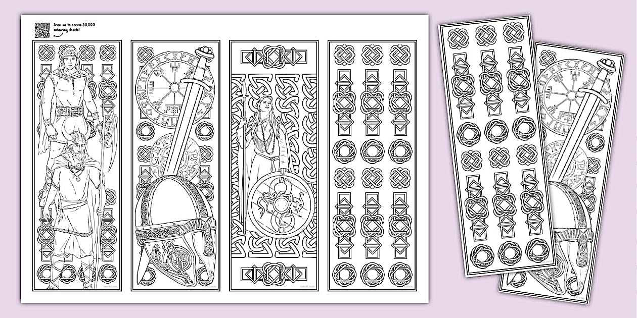 Vikings Colouring Bookmarks - Twinkl Reading - Twinkl