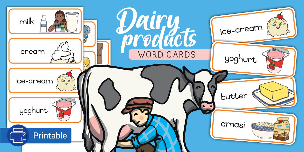 Grade R Life Skills - Word Cards: Dairy Products - Twinkl