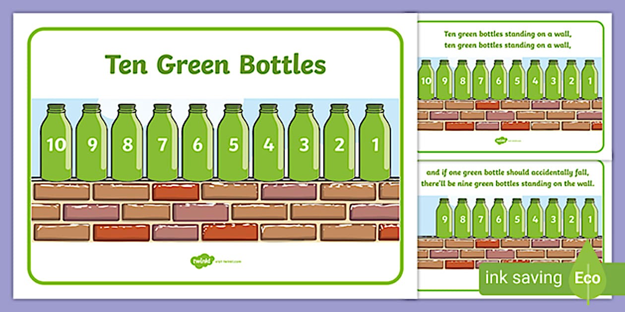Ten Green Bottles Sequencing - Twinkl