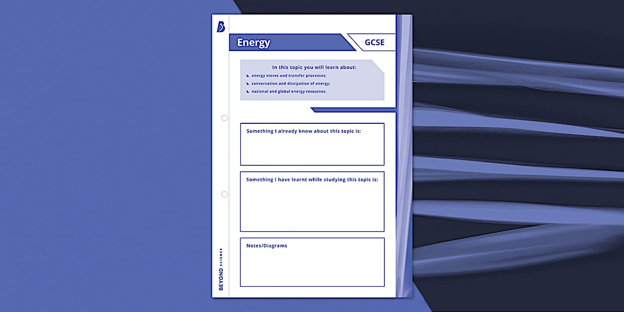 Energy Topic Title Page | AQA GCSE Physics | Beyond - Twinkl