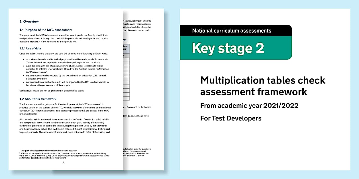 👉 Free Multiplication Tables Check Assessment Framework DfE