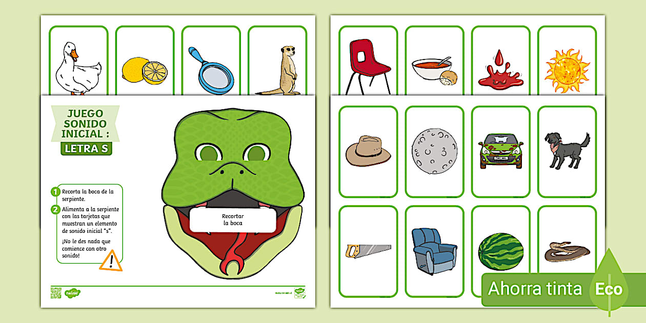 Juego: Sonido inicial - letra S (Hecho por educadores)