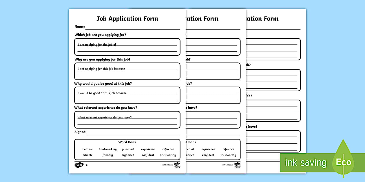 KS1 Differentiated Job Application Writing Frames - Twinkl