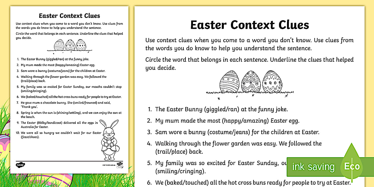 SA Easter - Context Clues Activity (Hecho por educadores)