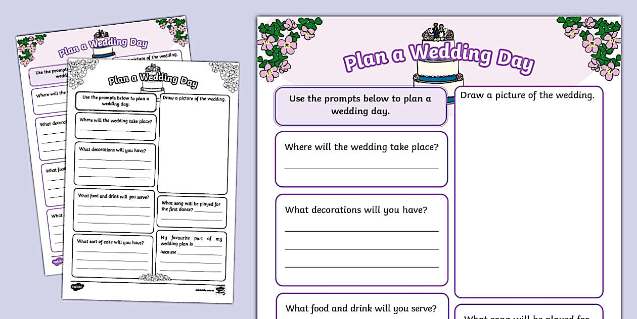Plan a Wedding Day Worksheet