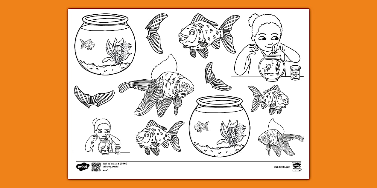 Goldfish Doodle Colouring Page (Teacher-Made) - Twinkl