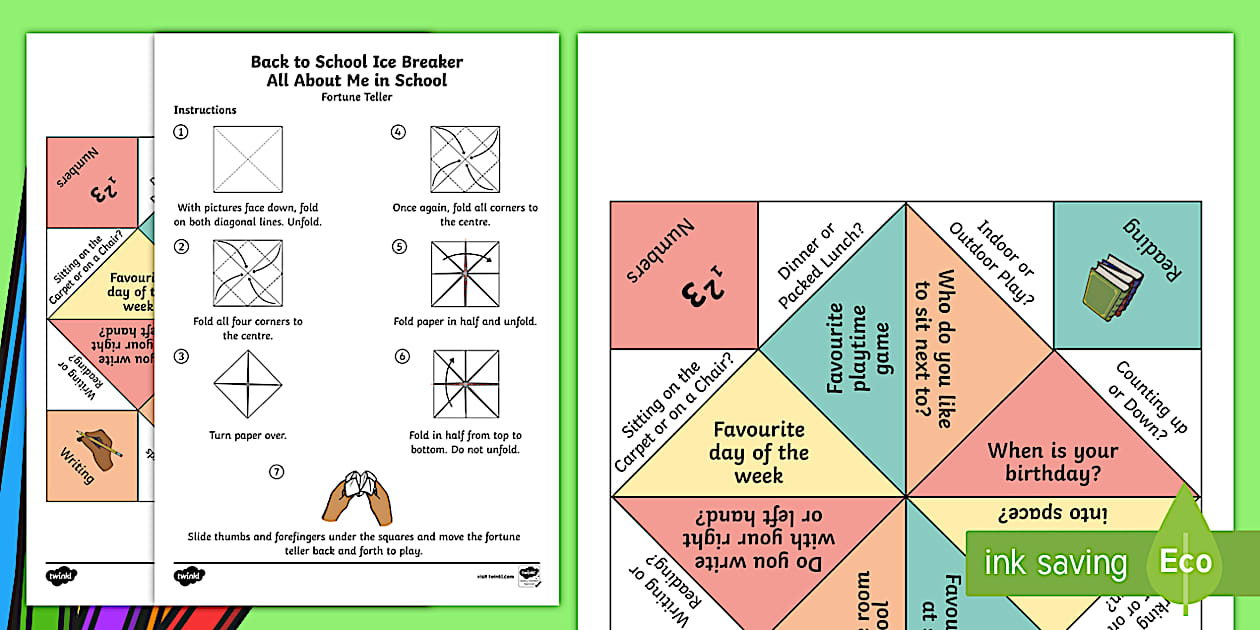 KS1 Back to School Ice Breaker All About Me In School Fortune Teller
