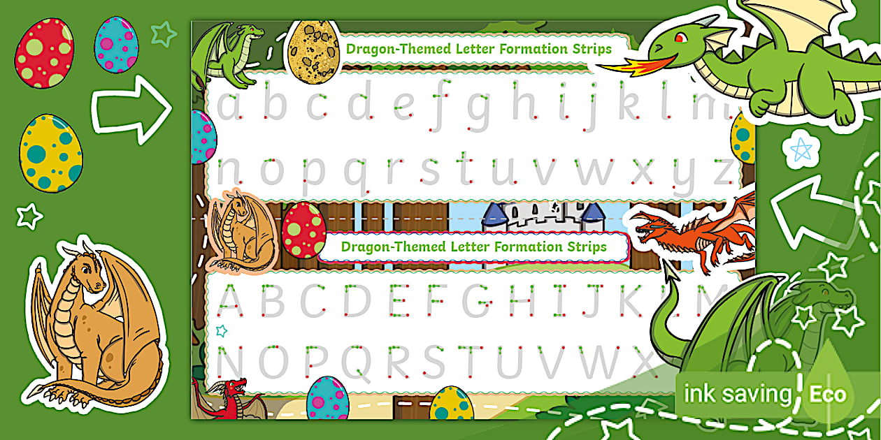 Dragon-Themed Letter Formation Strips (teacher made)