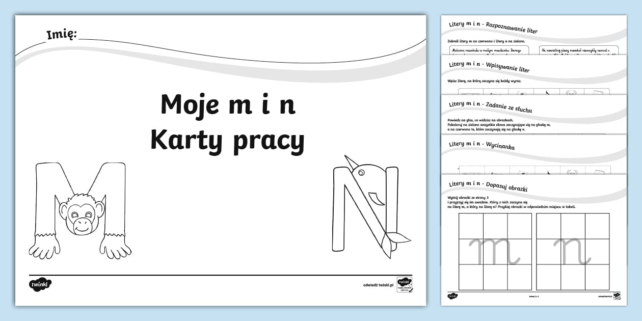 Moje m i n | Karty pracy | Litery kształtopodobne - Twinkl