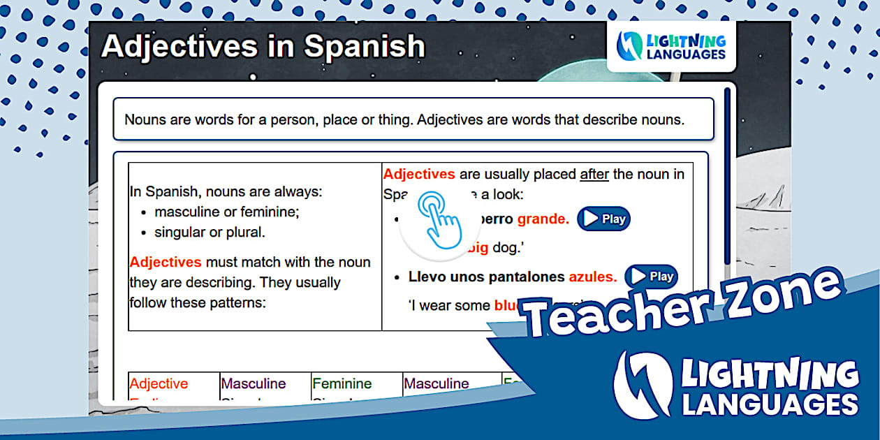 👉 Lightning Languages | Spanish | Go Guide | Adjectives