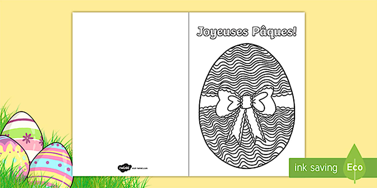 French Easter Card to Colour | French Easter Resources