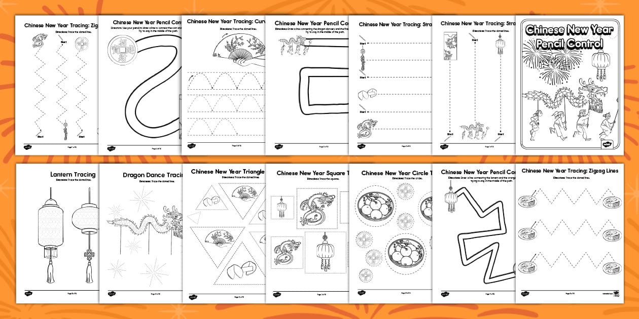 Chinese New Year Pencil Control Activity Booklet - Twinkl