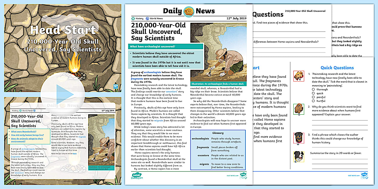 UKS2 Stone Age Skull Daily News Resource Pack