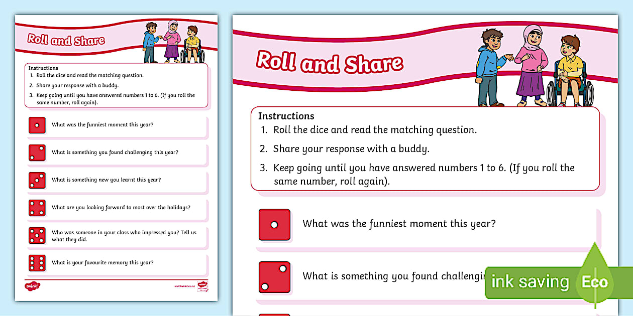 Roll and Share End of Year Activity (Teacher-Made) - Twinkl