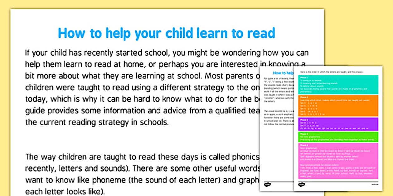 Editable Guide For Parents: How To Help Your Child Read With Phonics