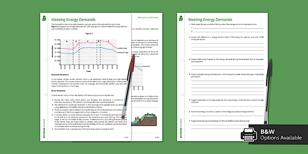 Meeting Energy Demands Reading Comprehension