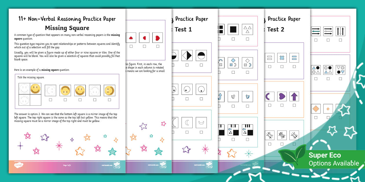 11+ Non-Verbal Reasoning Practice Paper: Missing Square