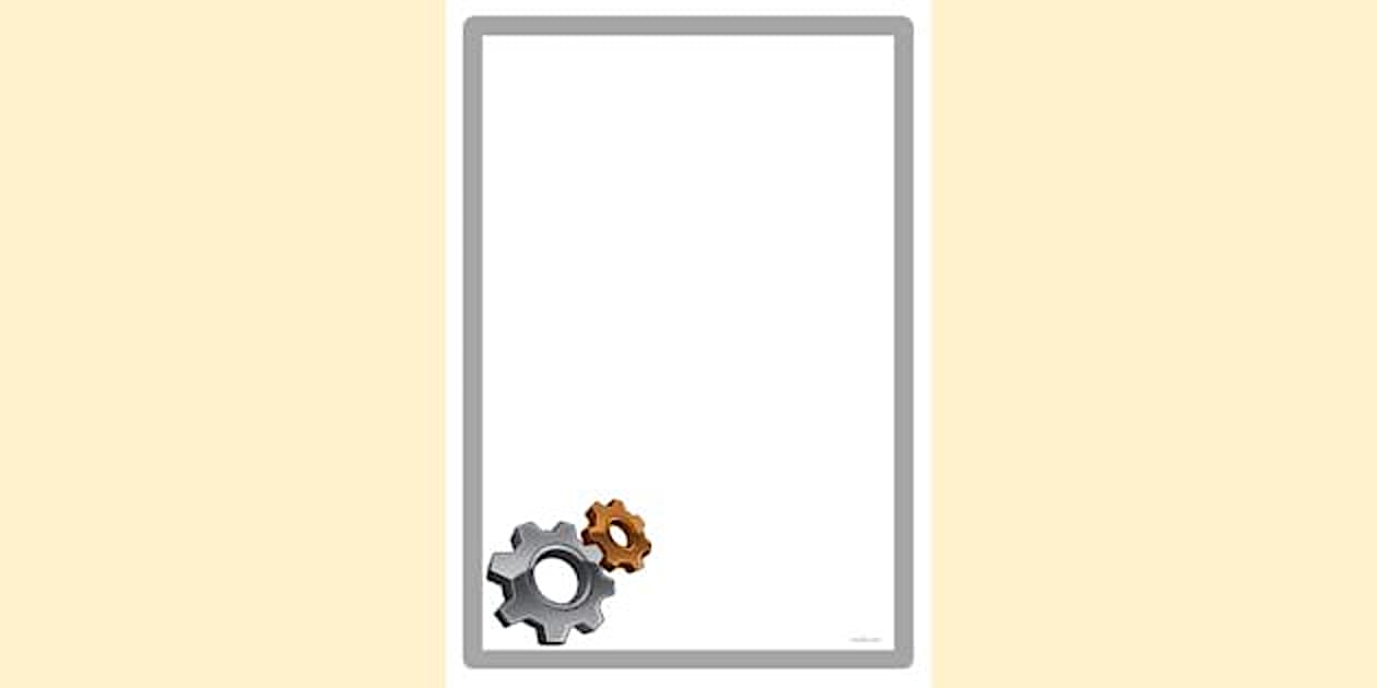 Simple Blank Page Border Cog Wheel | Page Borders | Twinkl