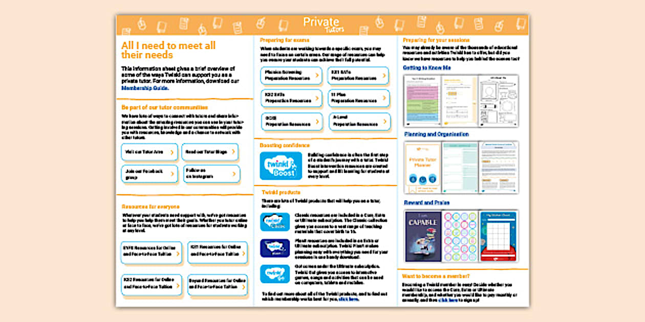 1-Page Tutor Membership Information (teacher made) - Twinkl
