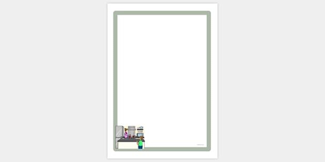 Simple Blank Mum and Boy in Kitchen Page Border | Twinkl