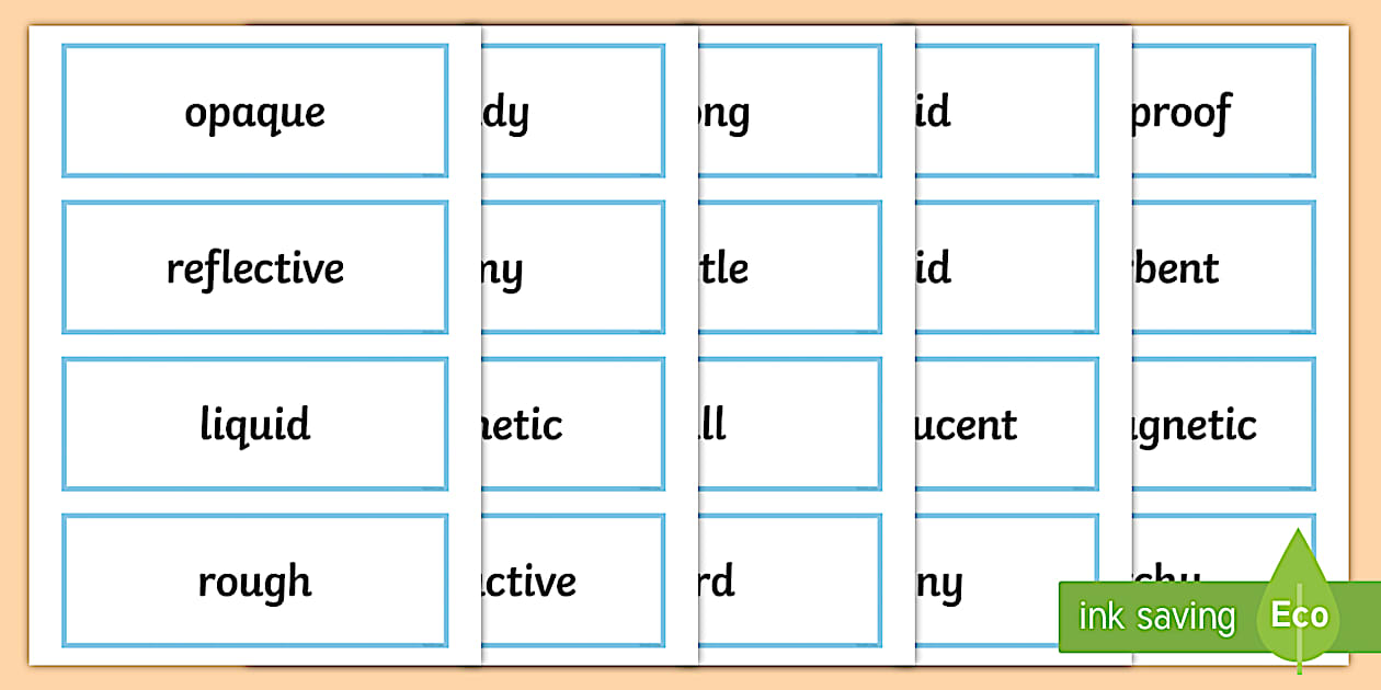 Material Property Word Cards (Teacher-Made) - Twinkl