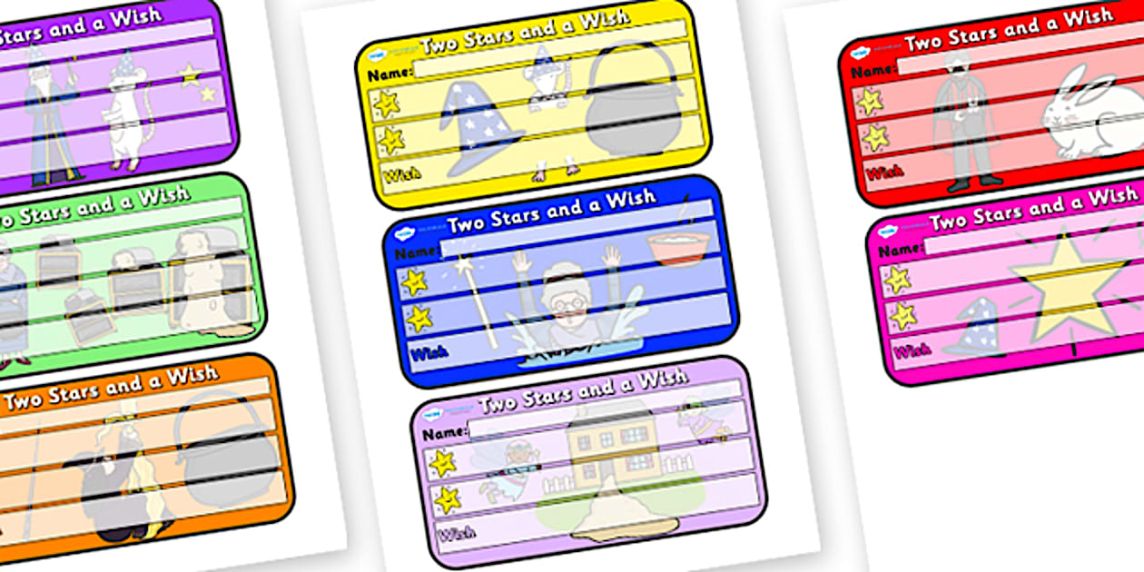 Themed Two Stars and a Wish Comment Labels Magic - Twinkl