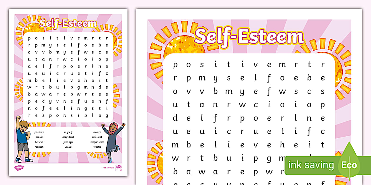 Self-Esteem Word Search (teacher made) - Twinkl