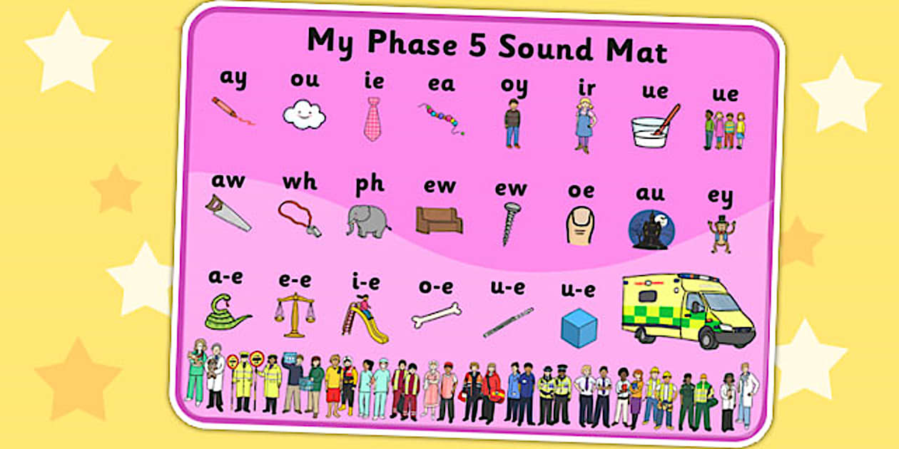 Cursive People Who Help Us Themed Phase 5 Sound Mat - Twinkl