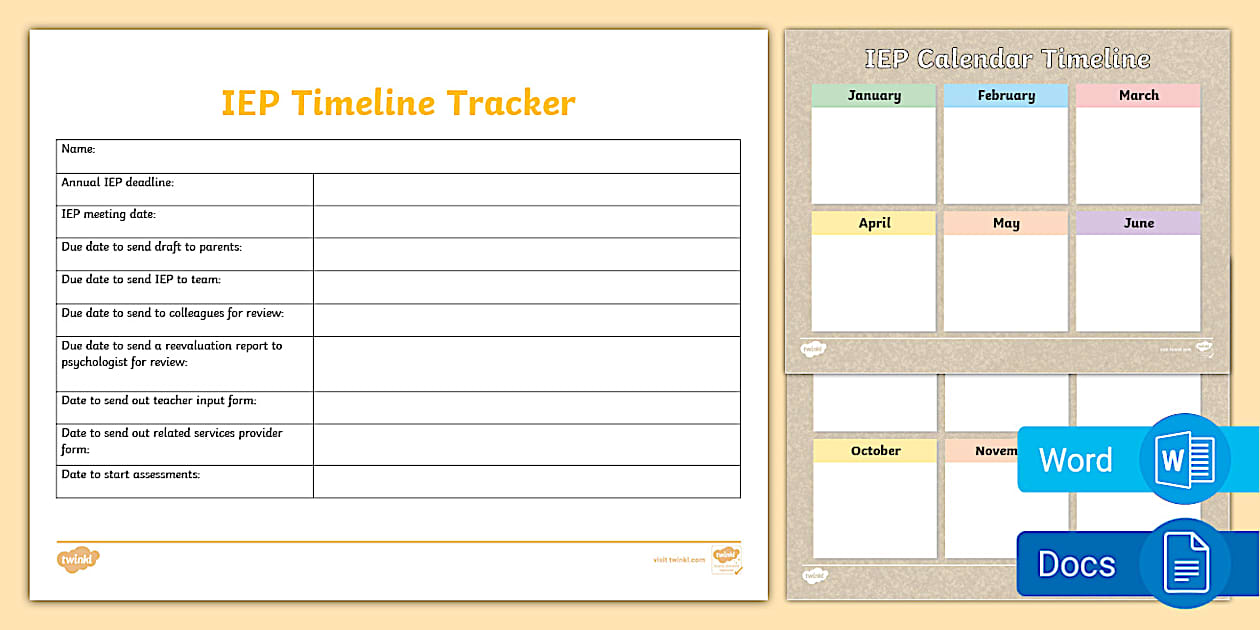 Editable IEP Timeline Tracker Word & Google Docs
