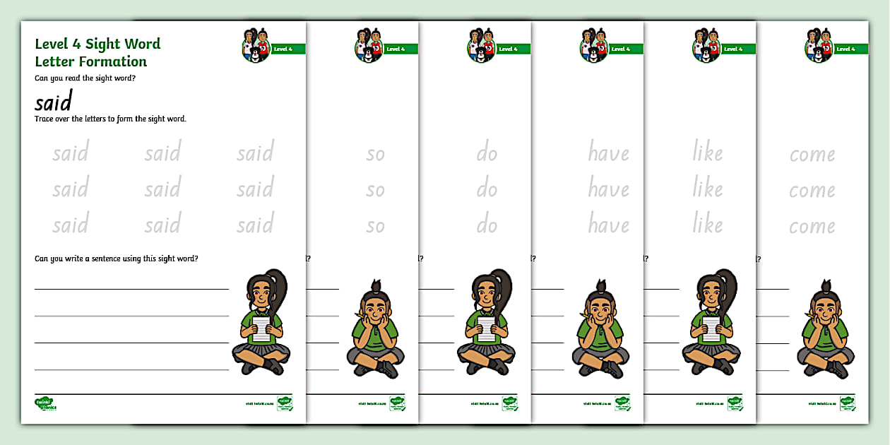 Twinkl Phonics Level 4 Sight Word Letter Formation