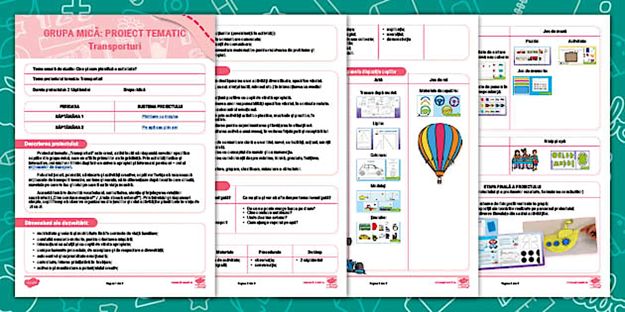 Grupa mică: Transporturi – Proiect tematic - Twinkl